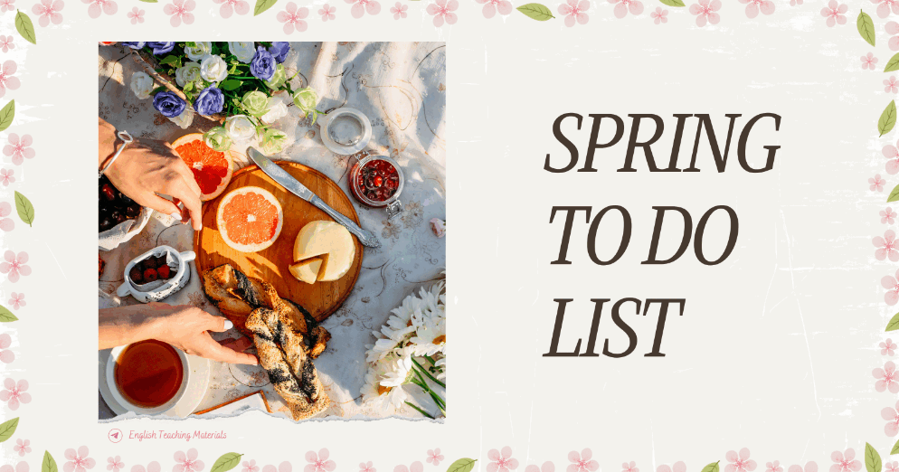 Spring to do list | Інтерактивні матеріали. Англійська мова