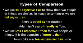 TYPES OF COMPARISON | Інші методичні матеріали. Англійська мова