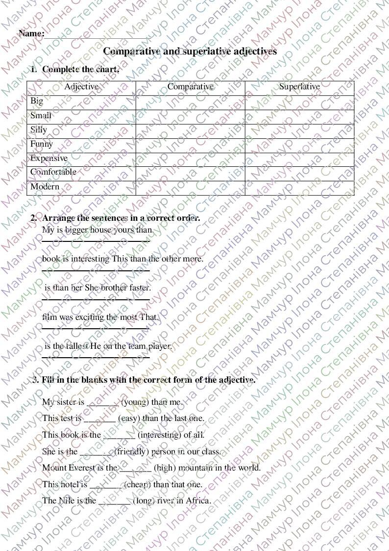 Fly High 4. Comparative and Superlative Adjectives | Тест. Англійська мова