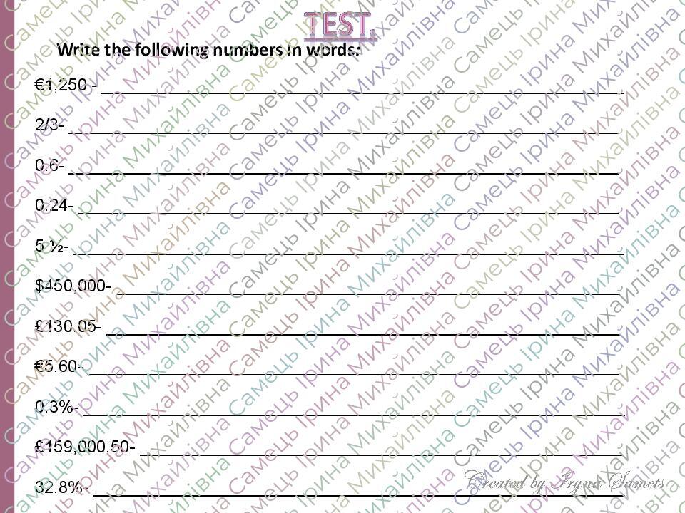 Numeral Presentation + Exercises | Тест. Англійська мова