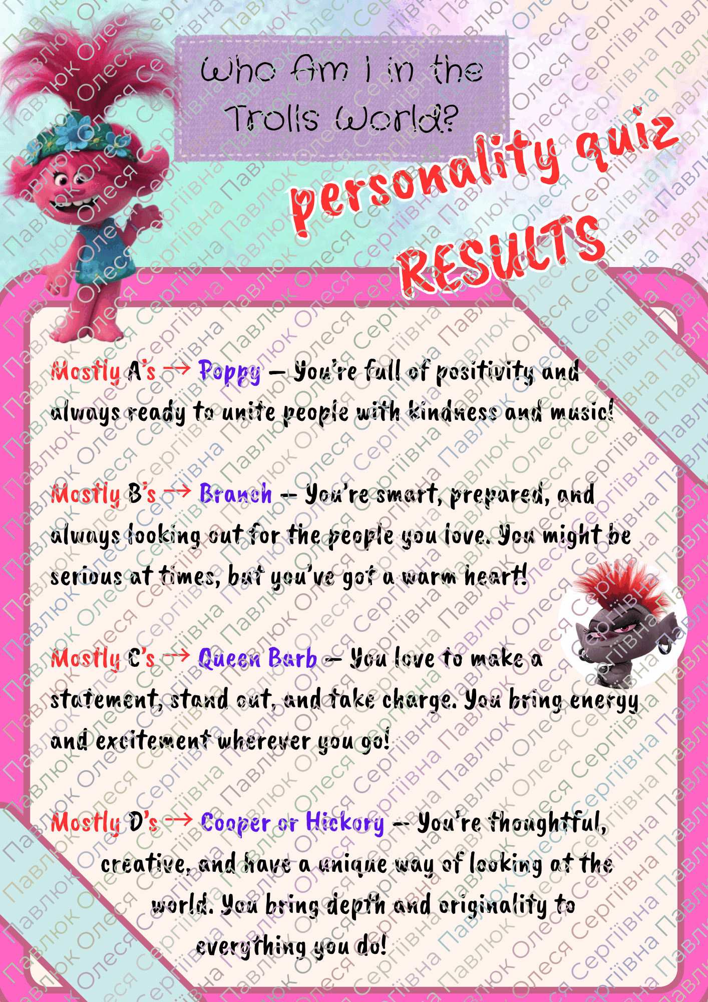 Trolls. Warm-ups and other speaking games | Інші методичні матеріали ...