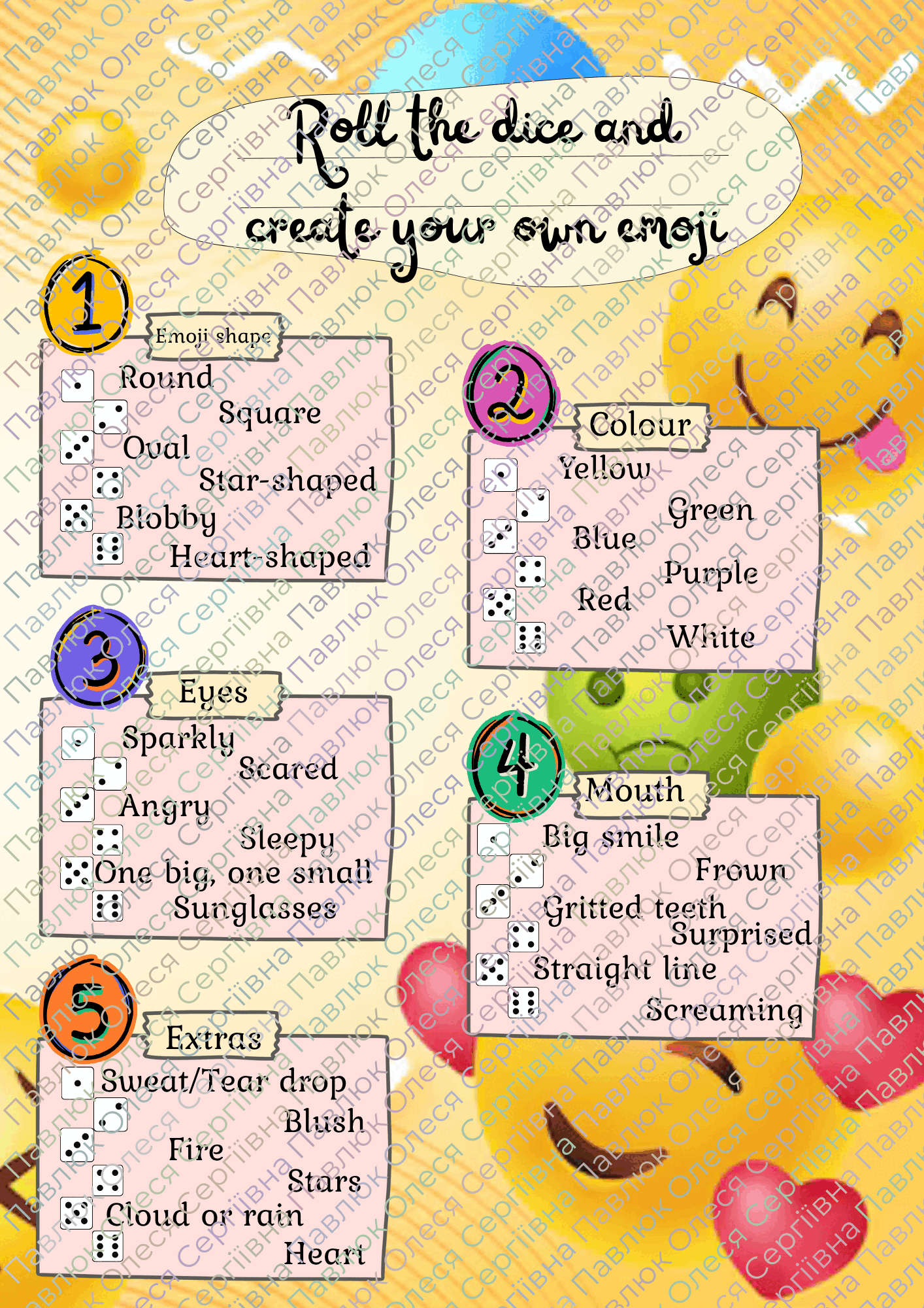 Emoji. Tasks for English lessons | Інші методичні матеріали. Англійська ...