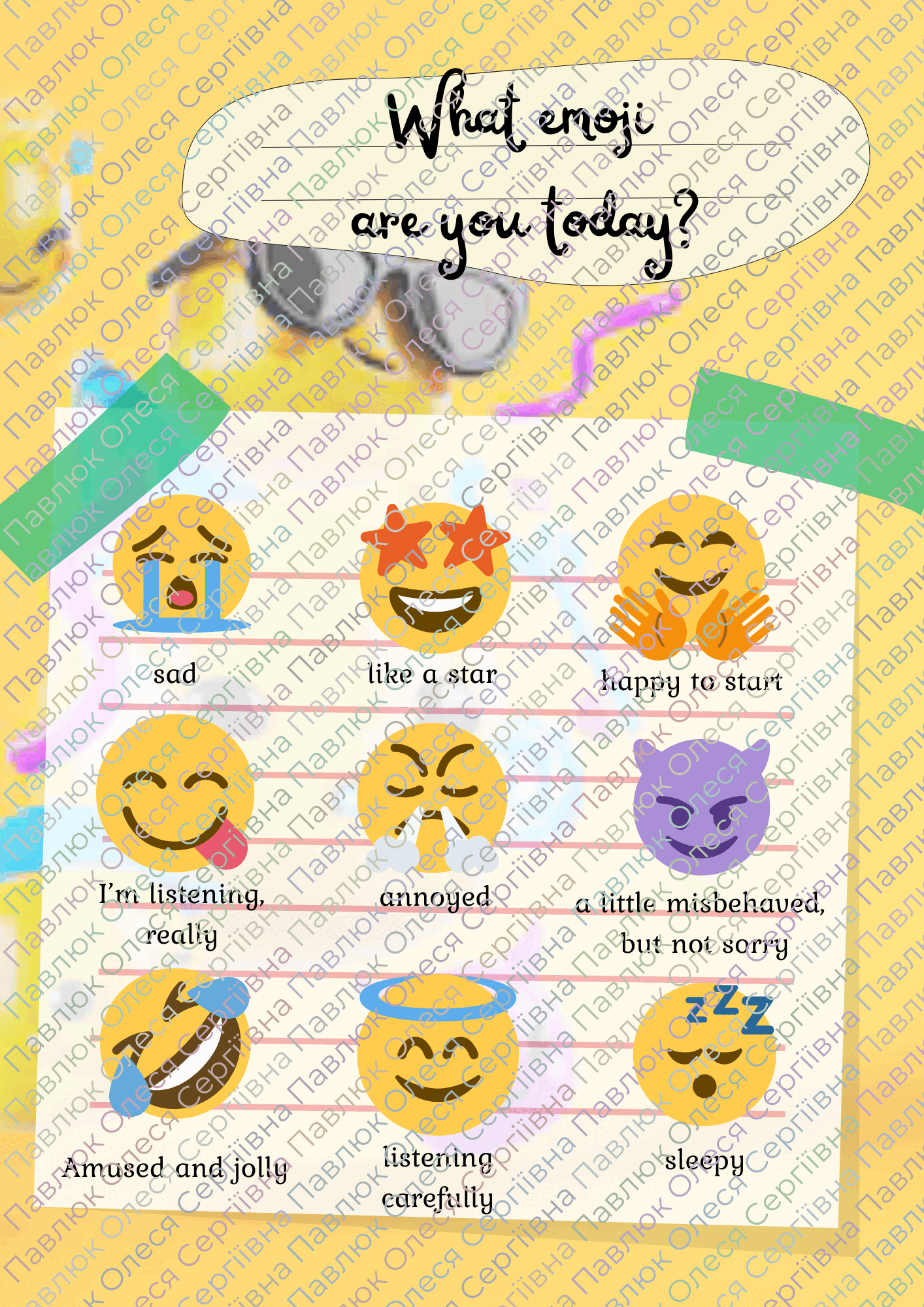 Emoji. Tasks for English lessons | Інші методичні матеріали. Англійська ...