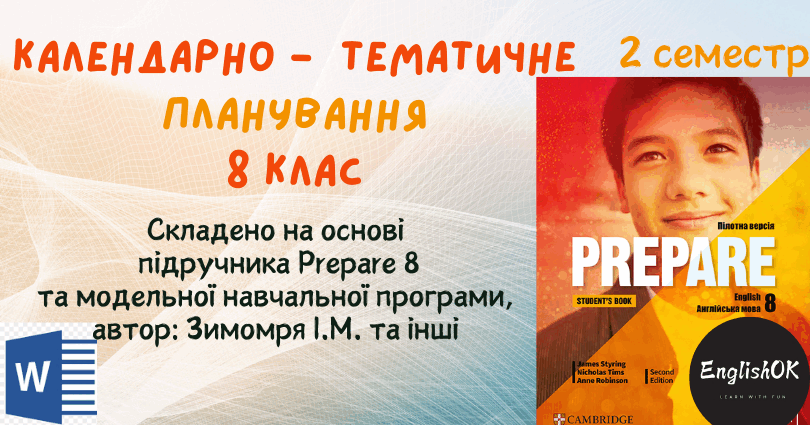PREPARE 8. КТП 8 клас НУШ ІІ семестр з ГРУПАМИ РЕЗУЛЬТАТІВ 3 год на ...