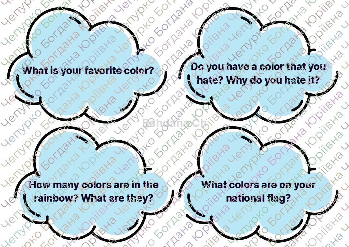 Speaking cards Colors (В1) | Інші методичні матеріали. Англійська мова