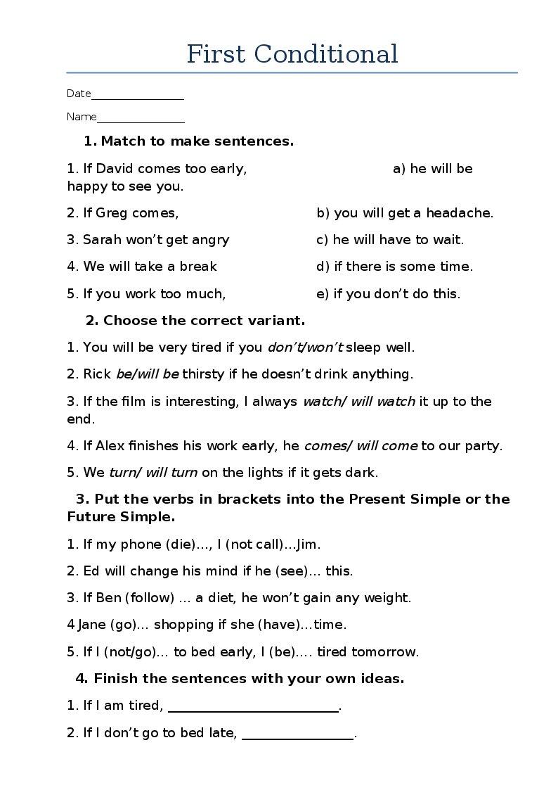 First Conditional | Інші методичні матеріали. Англійська мова