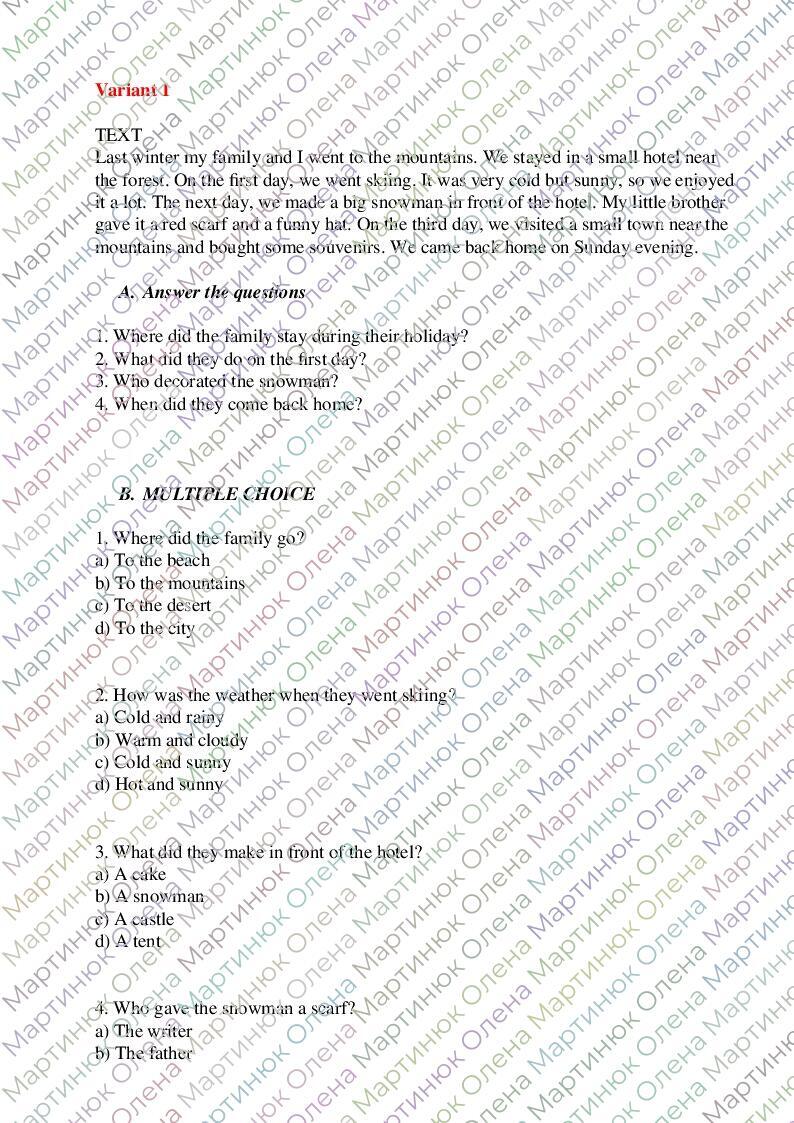 Reading comprehension Full blast 6 Unit 2 Travelling (4 variants ...